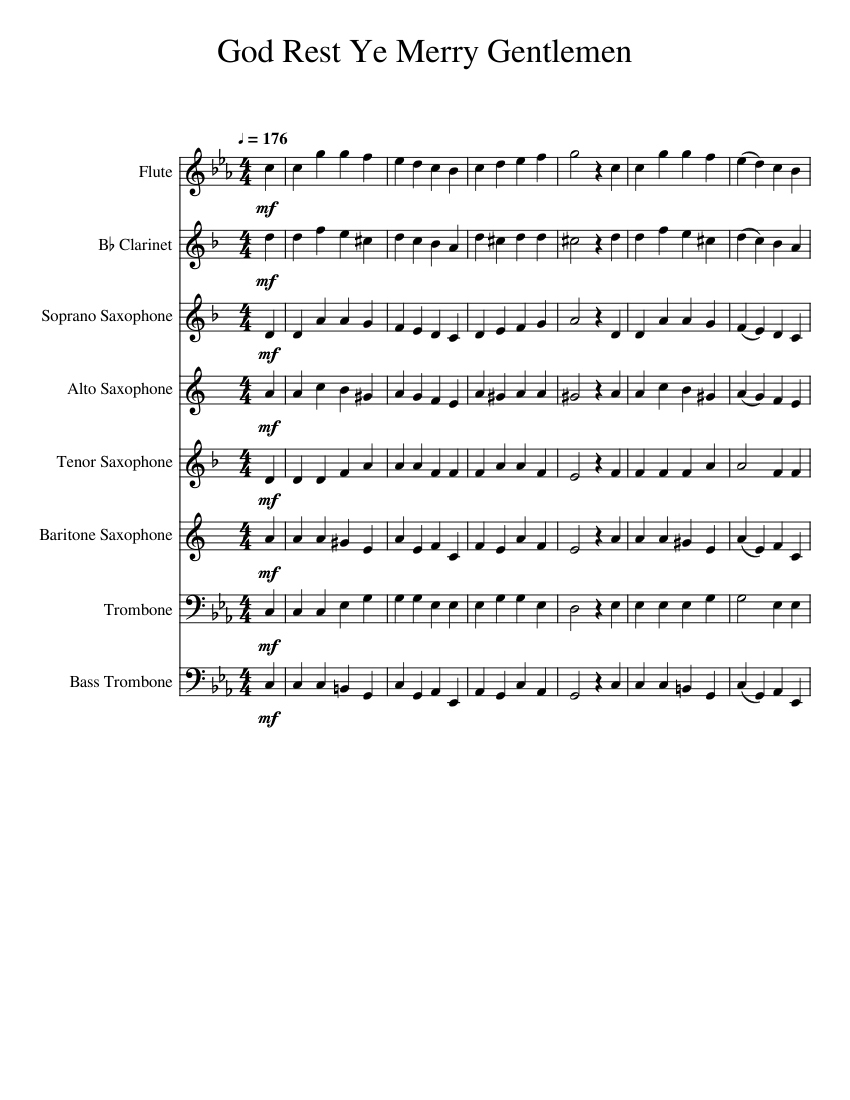 God Rest Ye Merry Gentlemen Sheet music for Trombone, Trombone bass ...