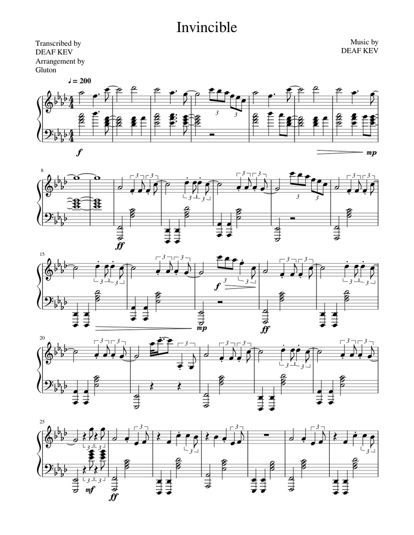 DEAF KEV - Invincible Sheet music for Piano (Solo) | Musescore.com