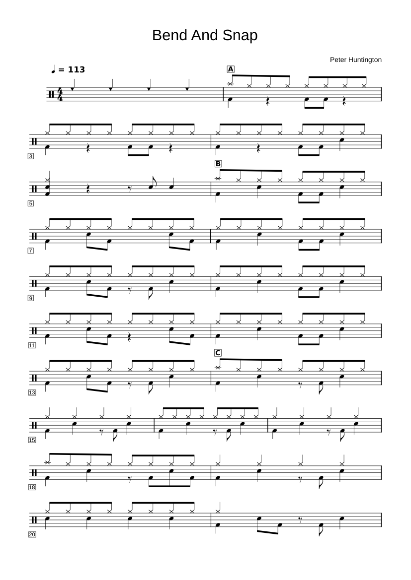 Bend And Snap – Peter Huntington Sheet music for Drum group (Solo ...