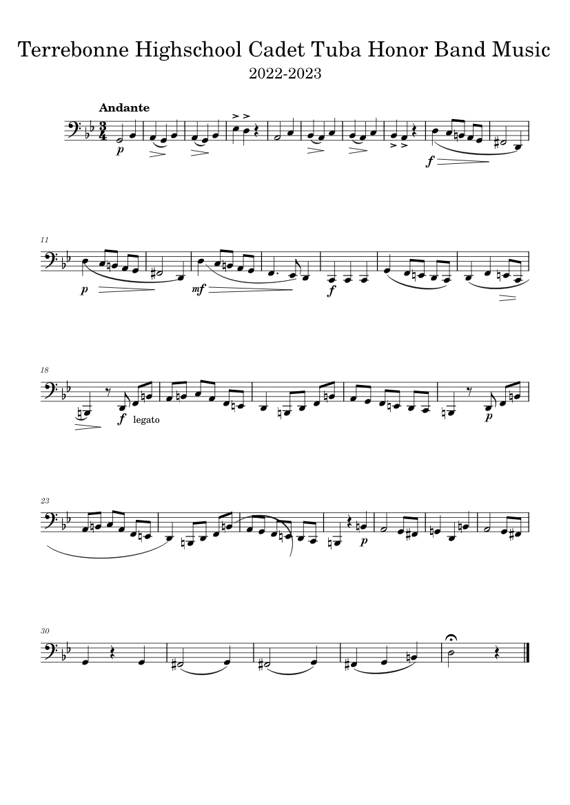 Terrebonne Highschool Cadet Tuba Honor Band Music Sheet Music for Tuba ...