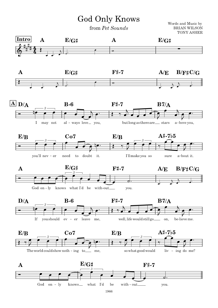 God only knows – The Beach Boys God Only Knows Lead Sheet (E) Sheet ...