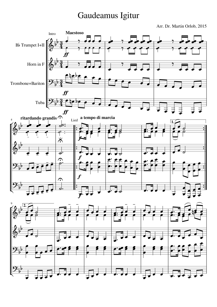 Gaudeamus Igitur Sheet music for Tuba (Solo) | Musescore.com