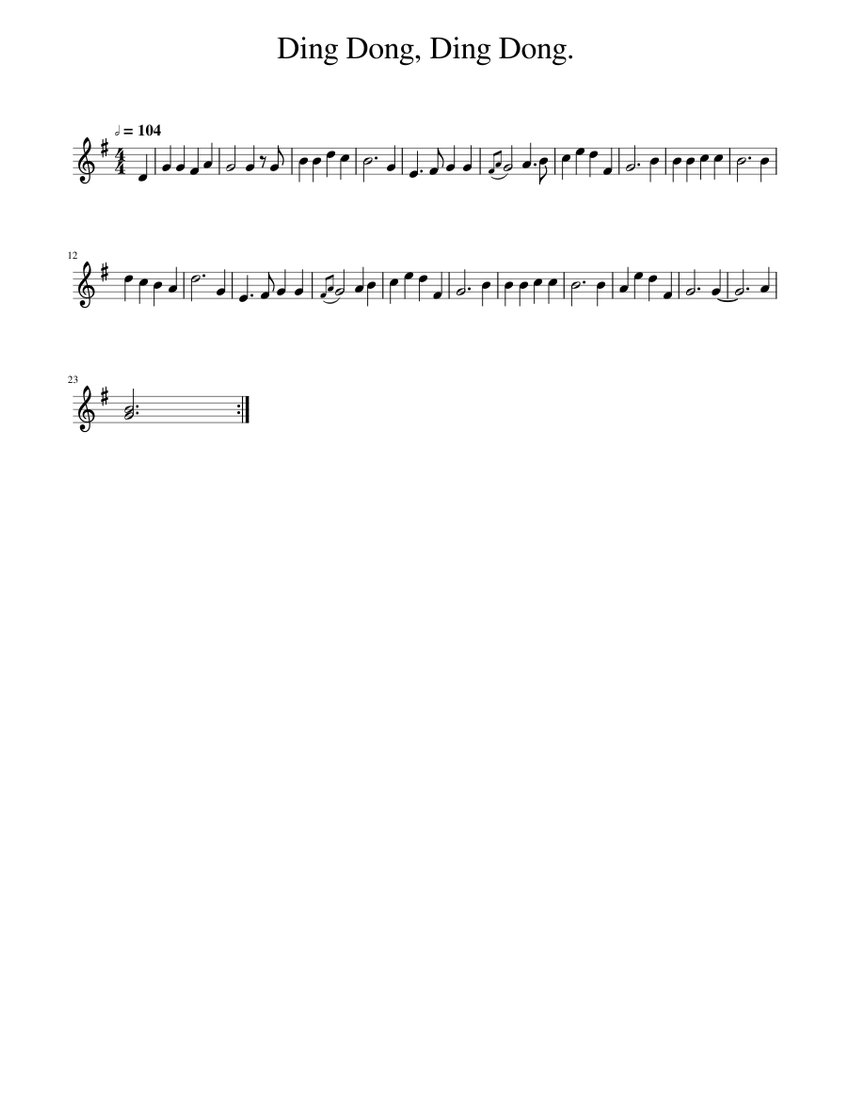 Ding Dong, Ding Dong. Sheet music for Piano (Solo) Easy | Musescore.com