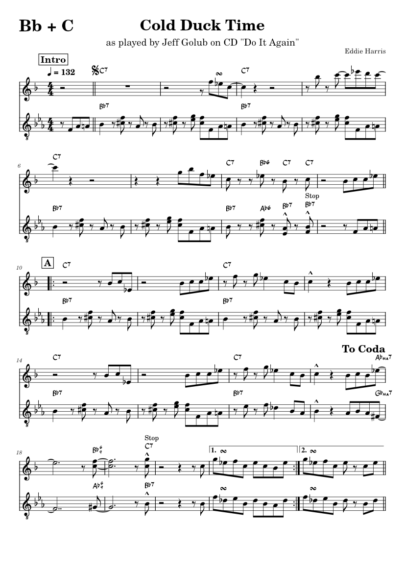 Cold Duck Time J Golub v2 - Bb Sheet music for Saxophone tenor, Guitar ...