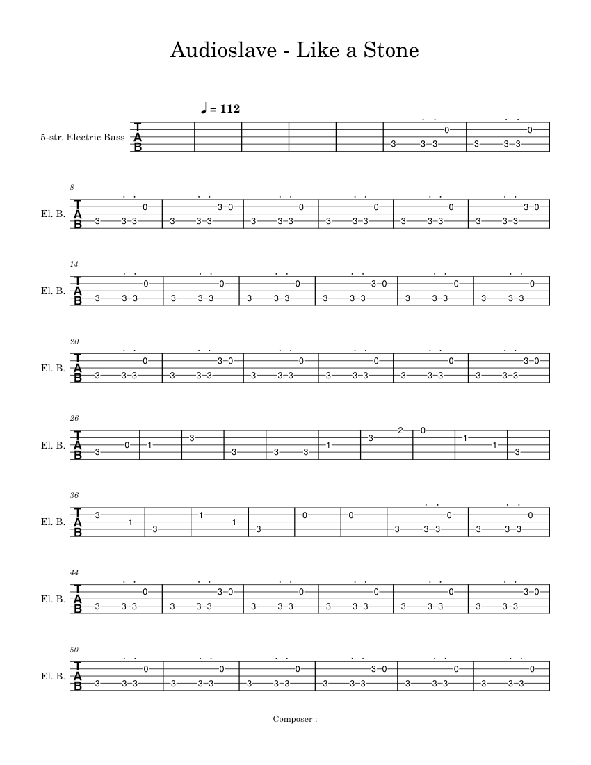 Like A Stone - Audioslave Sheet music for Guitar, Bass guitar, Drum ...