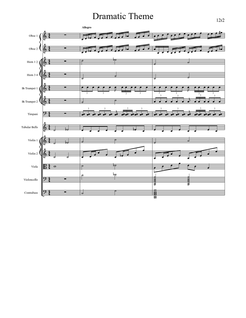 Dramatic Theme Sheet music for Oboe, Timpani, Violin, Viola & more ...