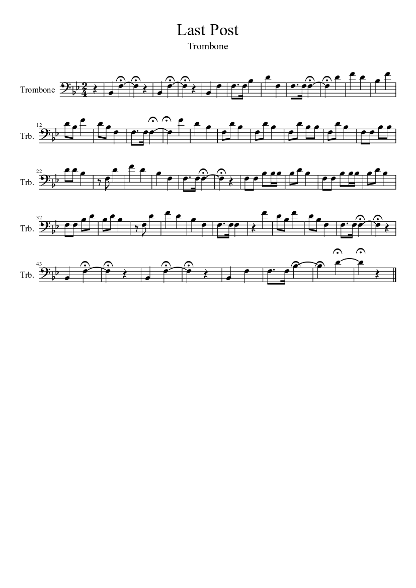Last Post Sheet Music for Trombone (Solo) | MuseScore.com
