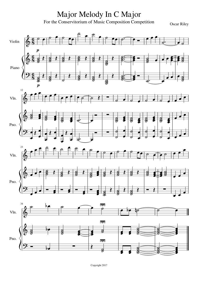 Major Melody In C Major Sheet music for Piano, Violin (Solo ...