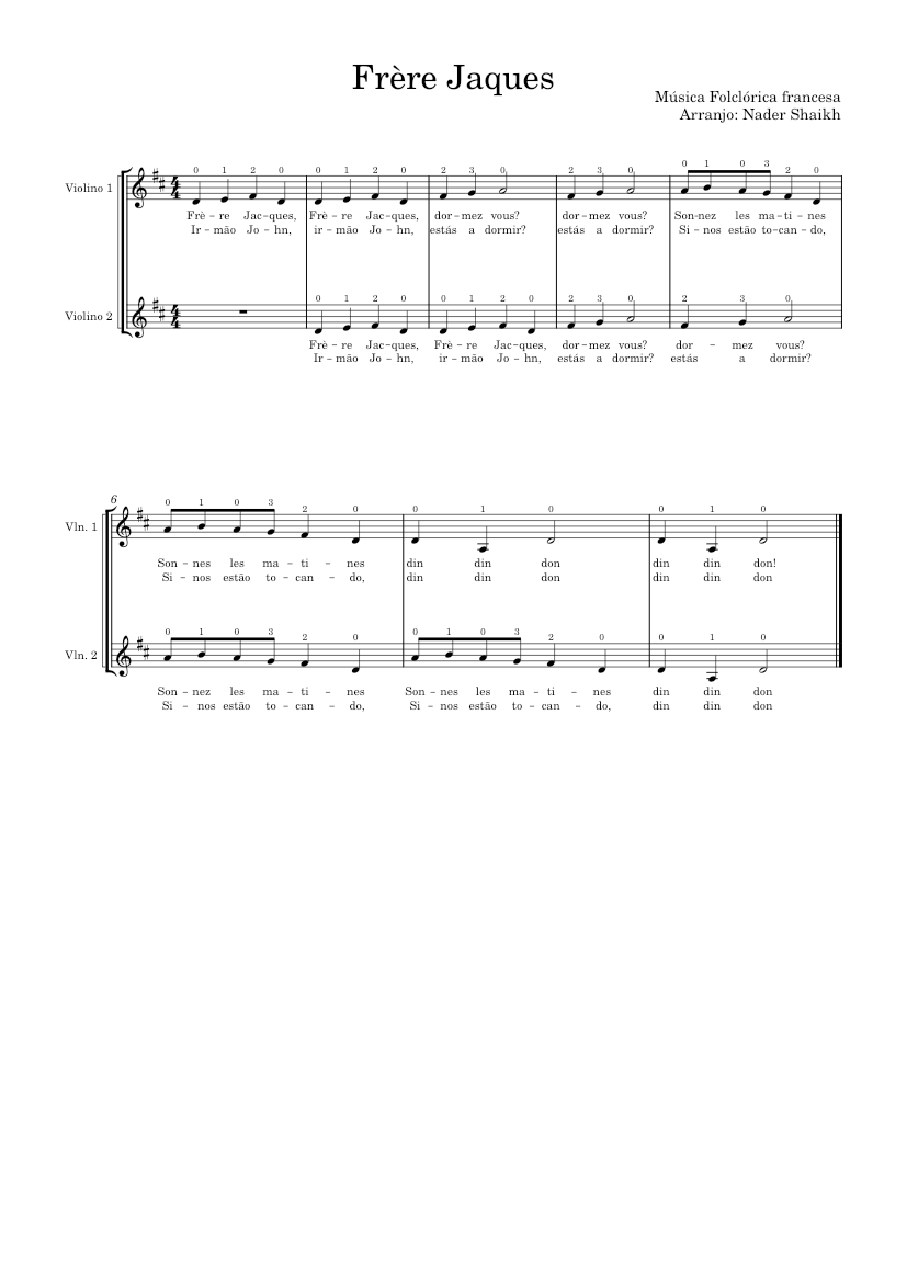 Frere jacques – Misc Traditional Frère Jacques Sheet music for Violin ...