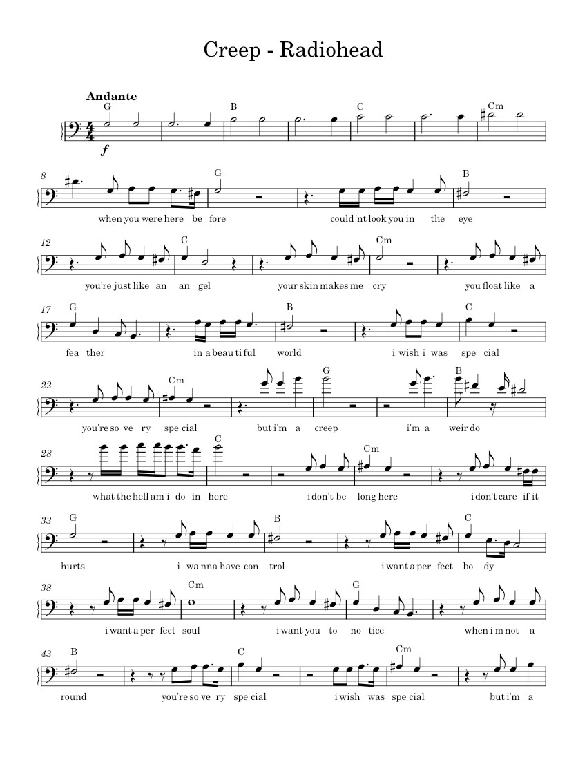 Creep – Radiohead Creep - Radiohead | Trombone Sheet Music with Chords ...