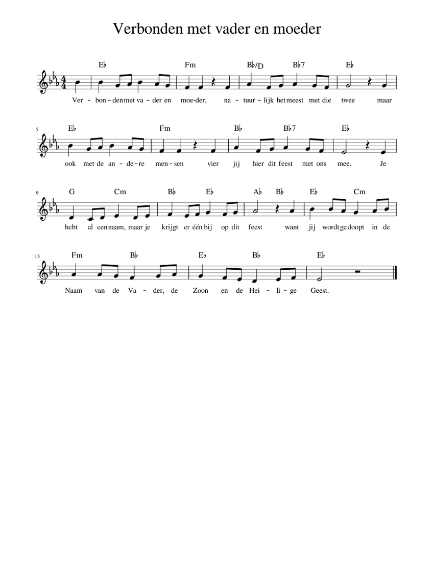 Verbonden met vader en moeder Sheet music for Piano (Solo) Easy ...