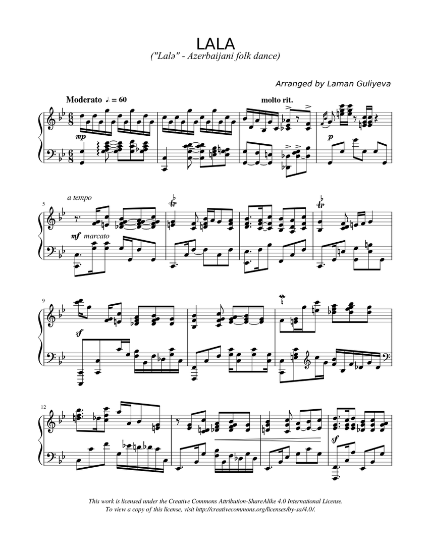 Lala/Lalə (Azerbaijani folk dance/Azərbaycan xalq rəqsi) Sheet music ...