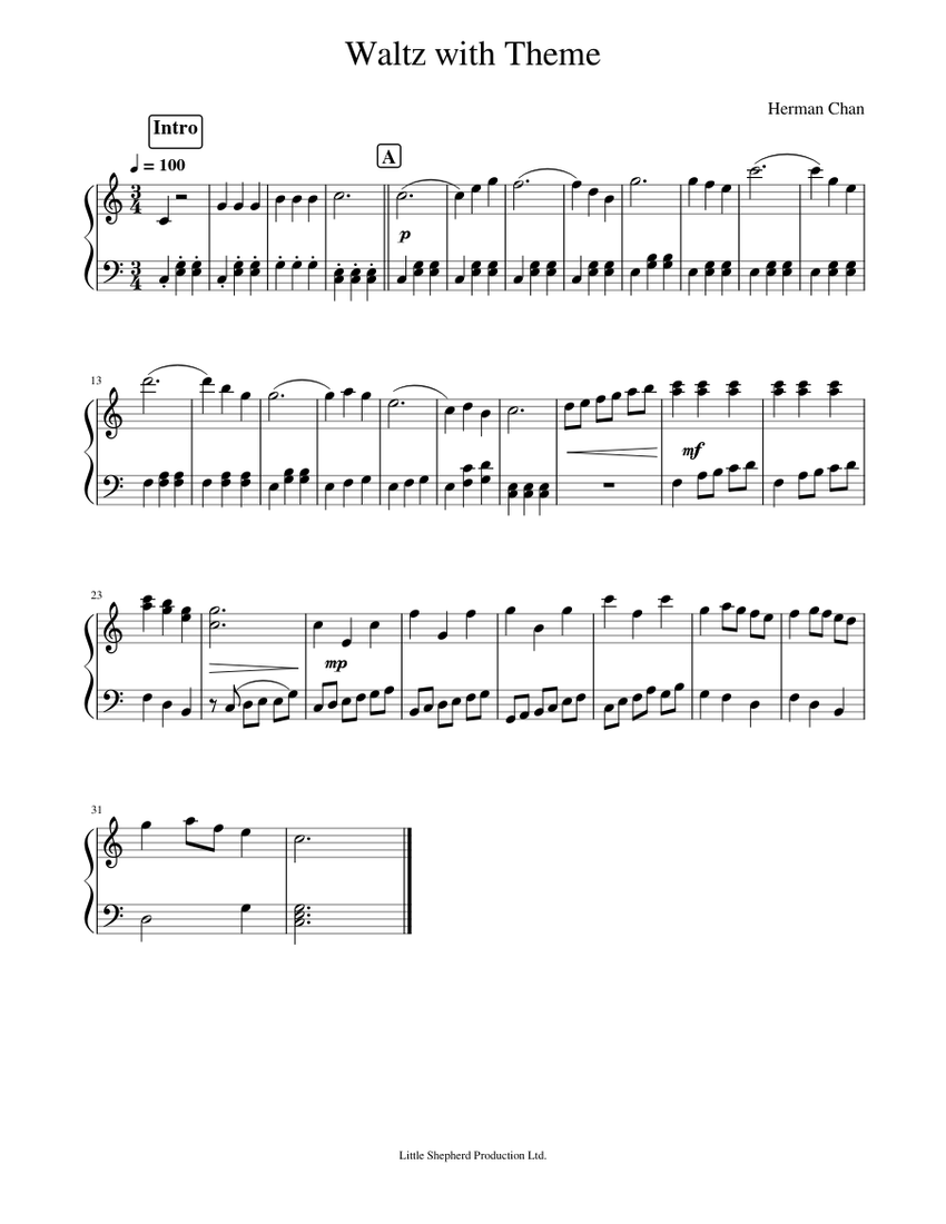 Waltz with Theme(First Draft) Sheet music for Piano (Solo) | Musescore.com