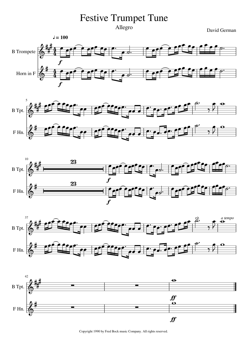 Festive Trumpet Tune - David German Sheet Music for Trumpet in b-flat ...