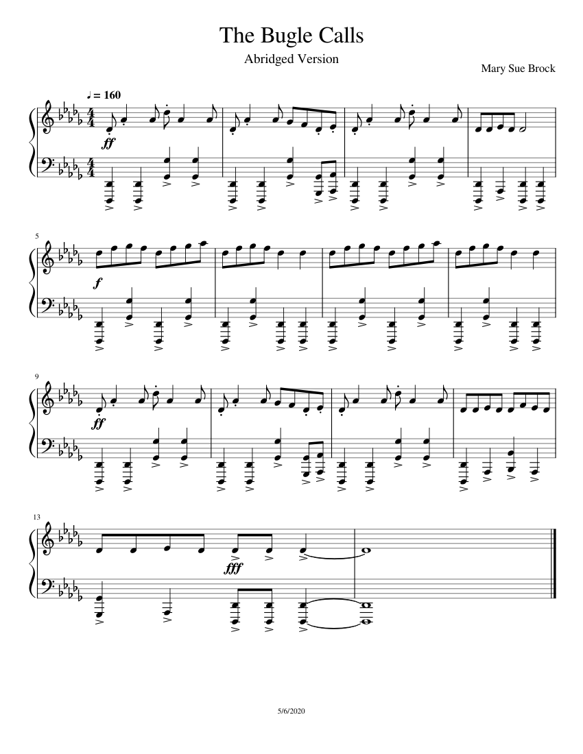 The Bugle Calls (Abridged Version) Sheet music for Piano (Solo ...