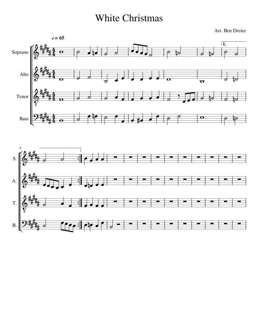 White Christmas Sheet music for Bass guitar (Solo) | Musescore.com