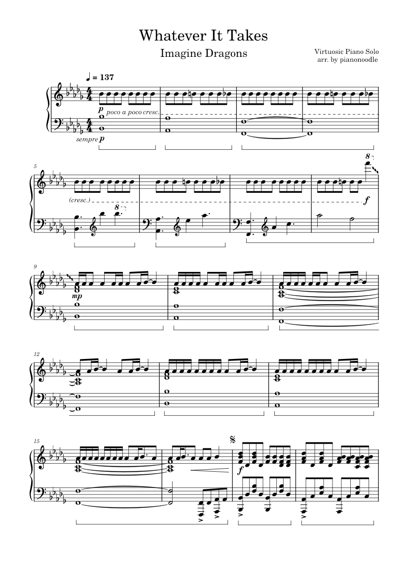 Whatever it takes – Imagine Dragons Sheet music for Piano (Solo ...