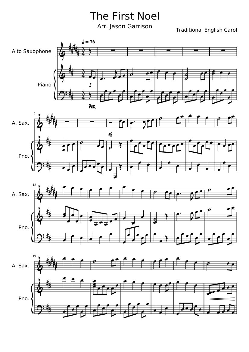 The First Noel Sheet music for Piano, Saxophone alto (Solo) | Musescore.com
