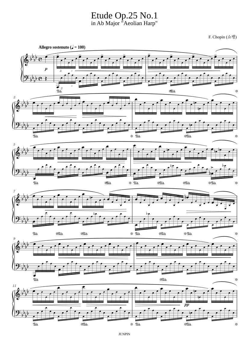 Etude Op.25 No.1 in Ab Major "Aeolian Harp" - Chopin Sheet music for Piano (Solo) | Musescore.com