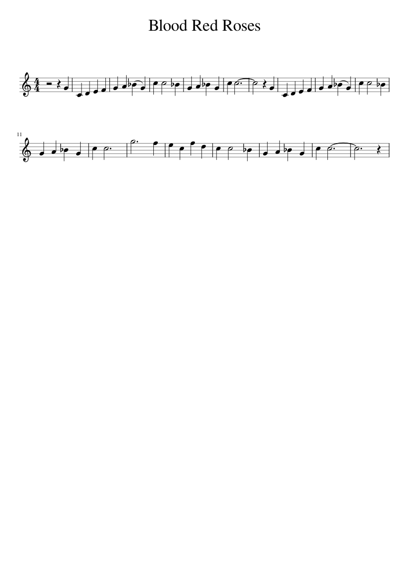 Blood Red Roses Sheet music for Piano (Solo) Easy | Musescore.com