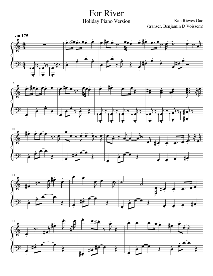 For River (Holiday Piano Version) Sheet music for Piano (Solo ...