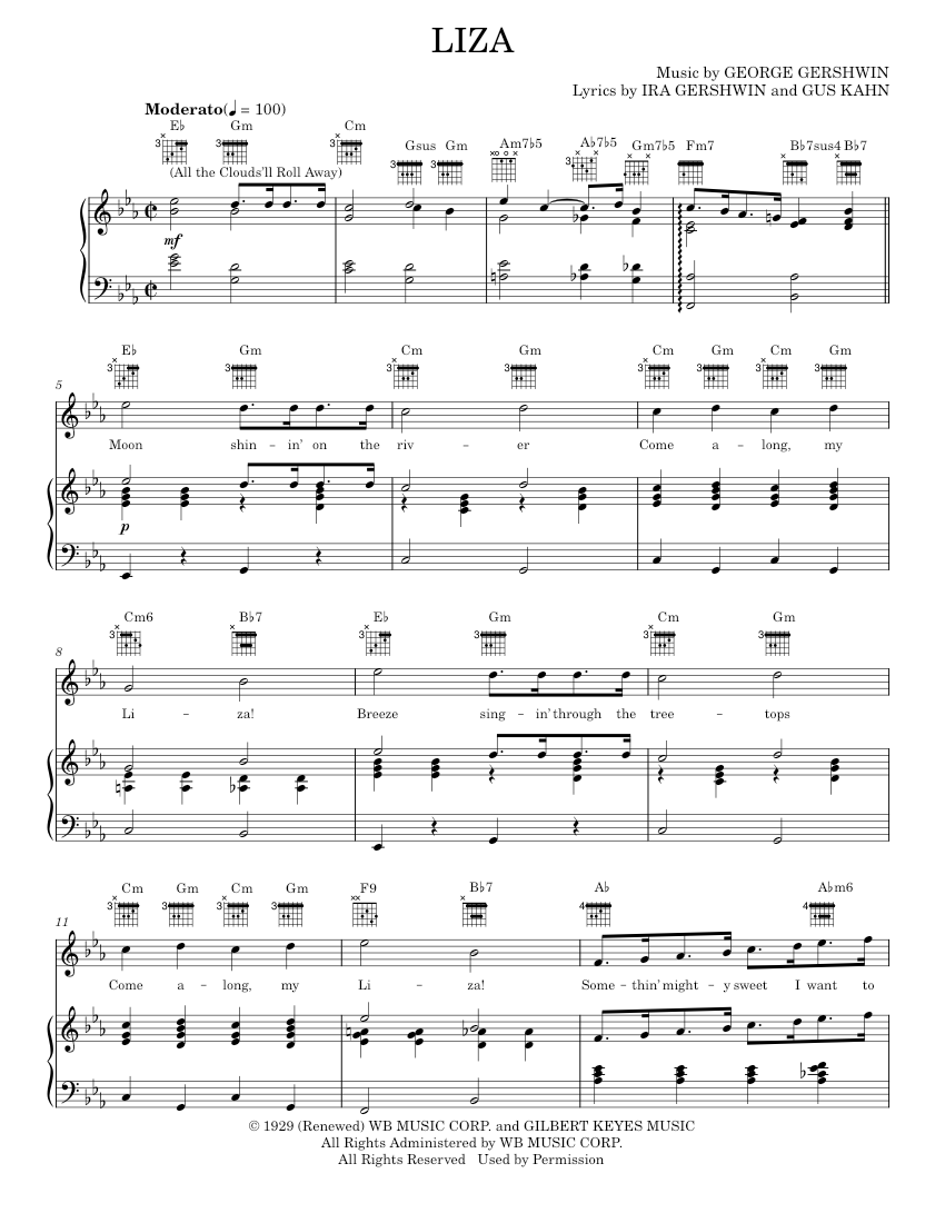Liza Sheet music for Piano, Vocals by George Gershwin Official ...