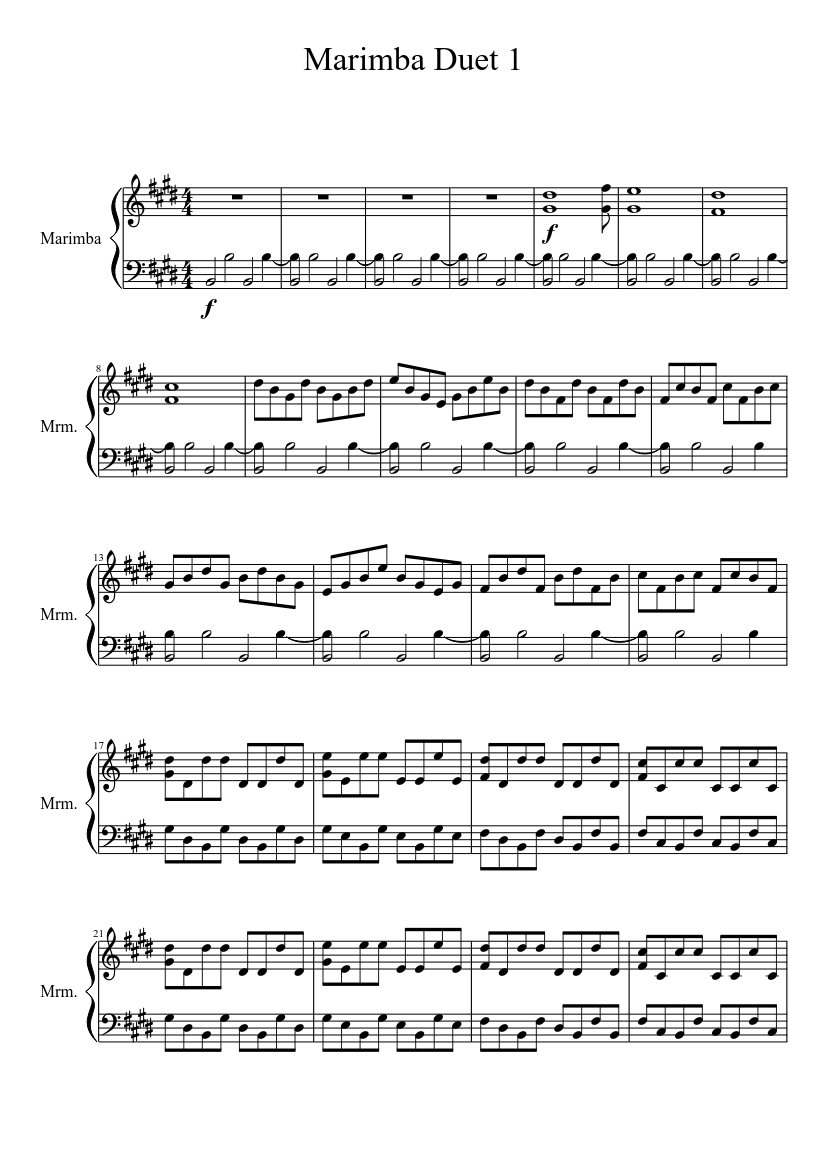 Marimba Duet Sheet Music for Marimba (Solo) | MuseScore.com