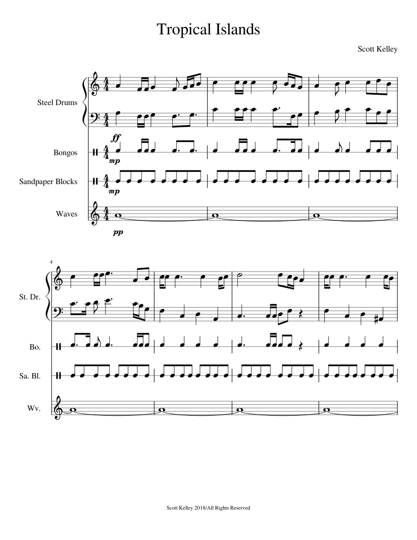 Tropical Islands [Original Composition] Sheet music for Violin, Bongo ...