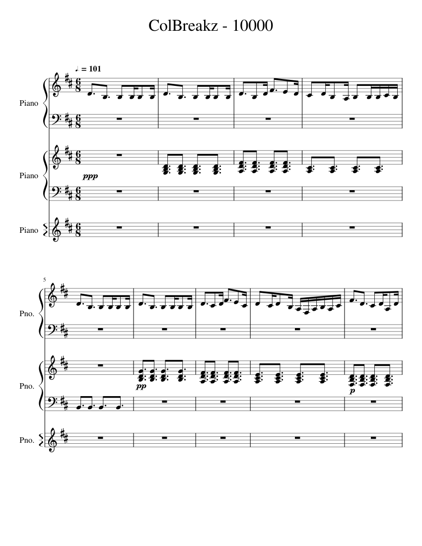 ColBreakz - 10000 Sheet music for Piano (Mixed Trio) | Musescore.com