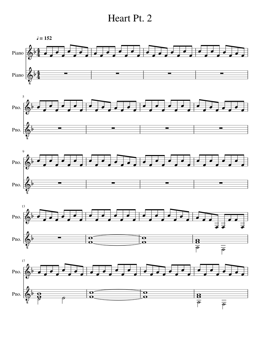 Heart Pt. 2 Sheet music for Piano (Piano Duo) | Musescore.com