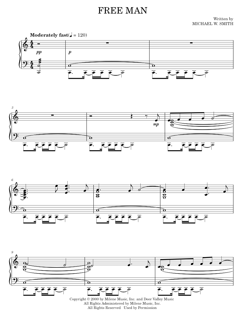 Play Official version of Free Man Sheet Music by Michael W. Smith for ...