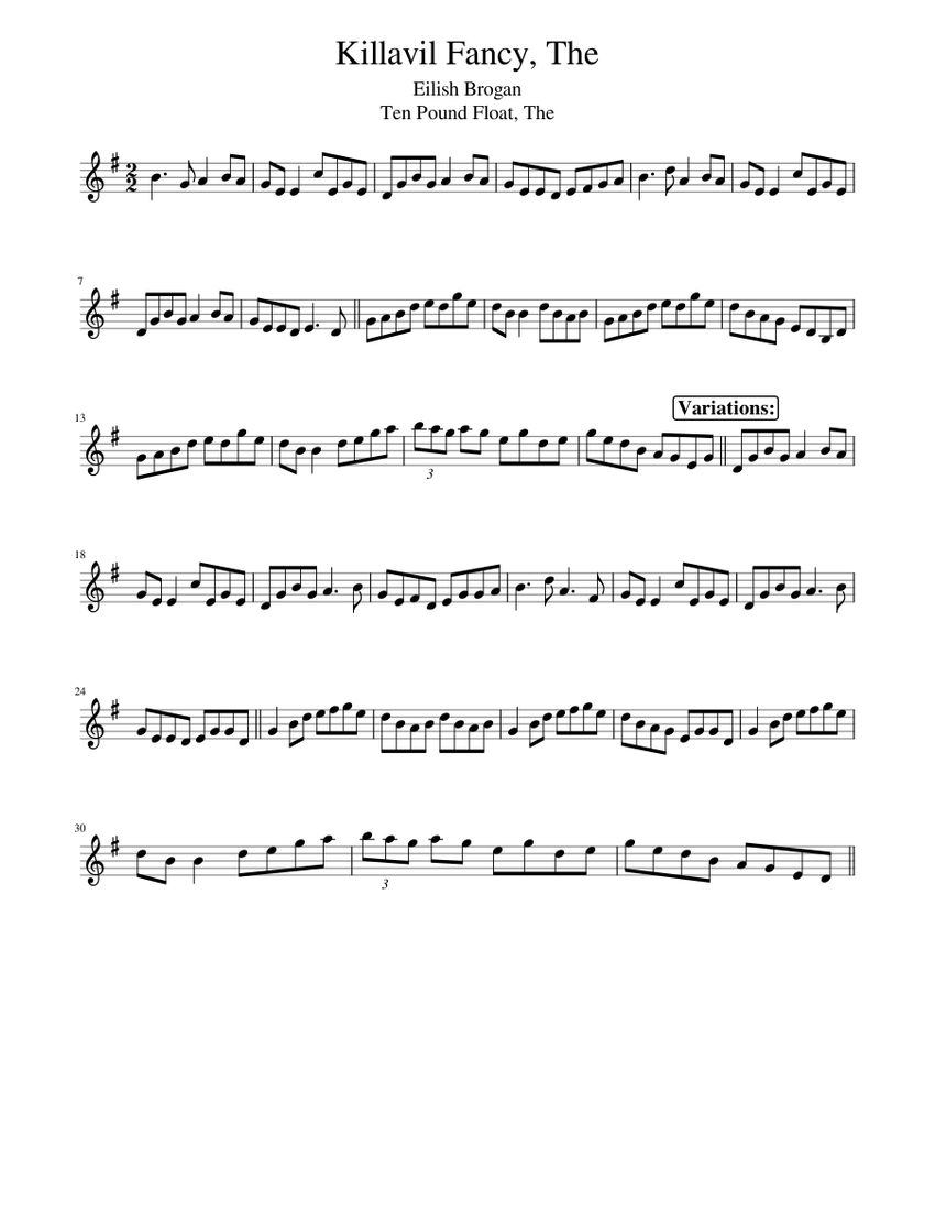 The Killavil Fancy Sheet music for Piano (Solo) | Musescore.com