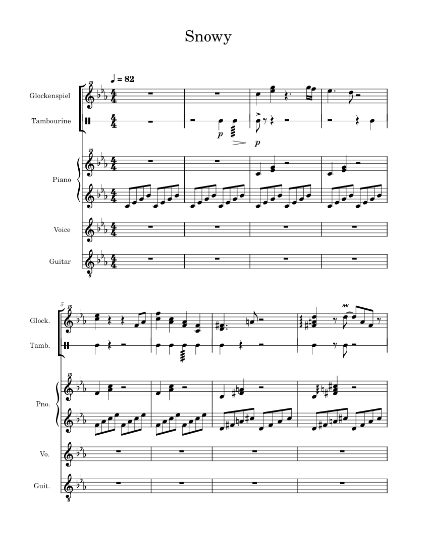 Snowy Level Theme Sheet music for Piano, Vocals, Tambourine ...