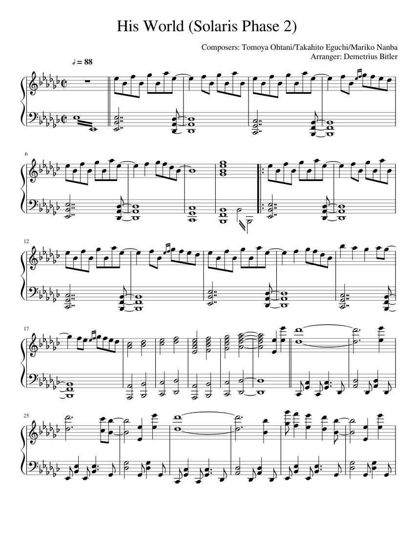 His World (Solaris Phase 2) - Sonic '06 Sheet music for Piano (Solo ...