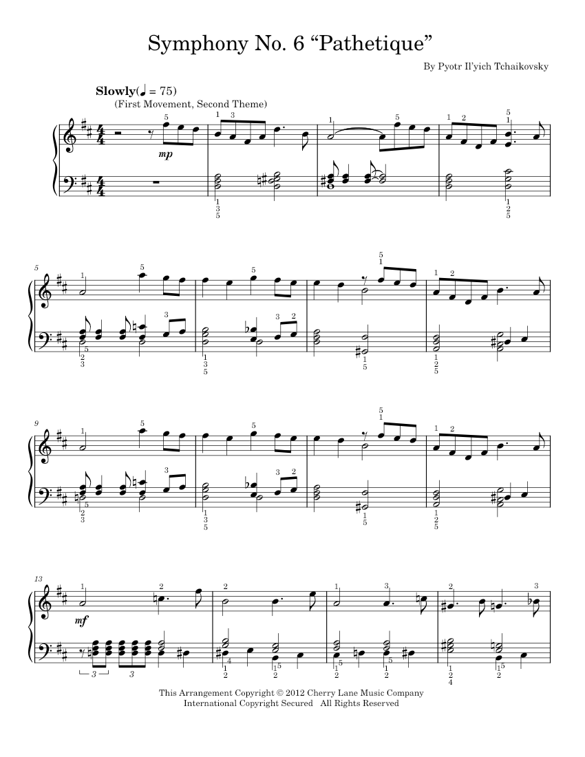 Play Official version of Symphony No. 6 In B Minor (Pathetique) sheet music by Pyotr Ilyich ...