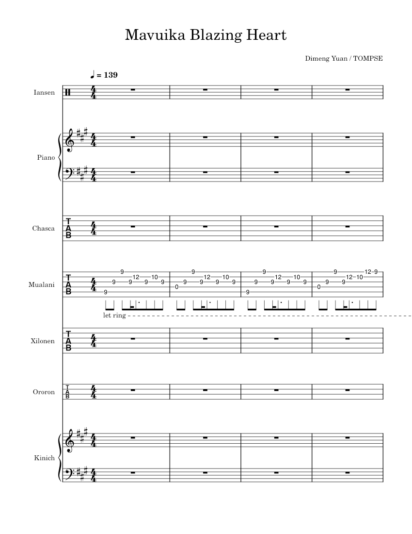 Mavuika Character Trailer: Blazing Heart – Dimeng Yuan Sheet Music and ...