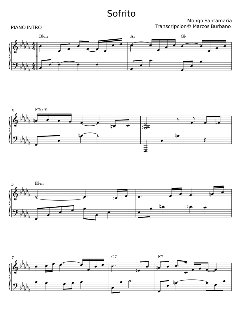Sofrito - Mongo Santamaria Sheet music for Piano (Piano Duo) | Musescore.com