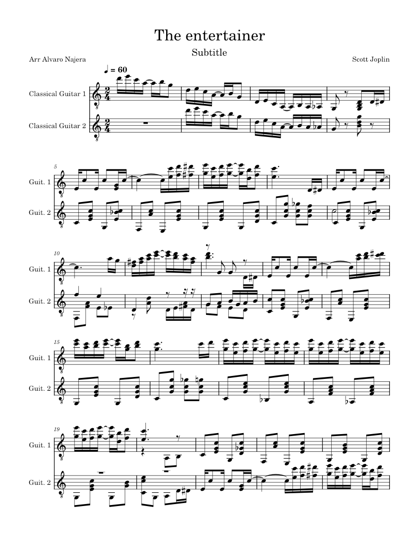 The entertainer – Scott Joplin The entertainer dos guitarras Sheet ...