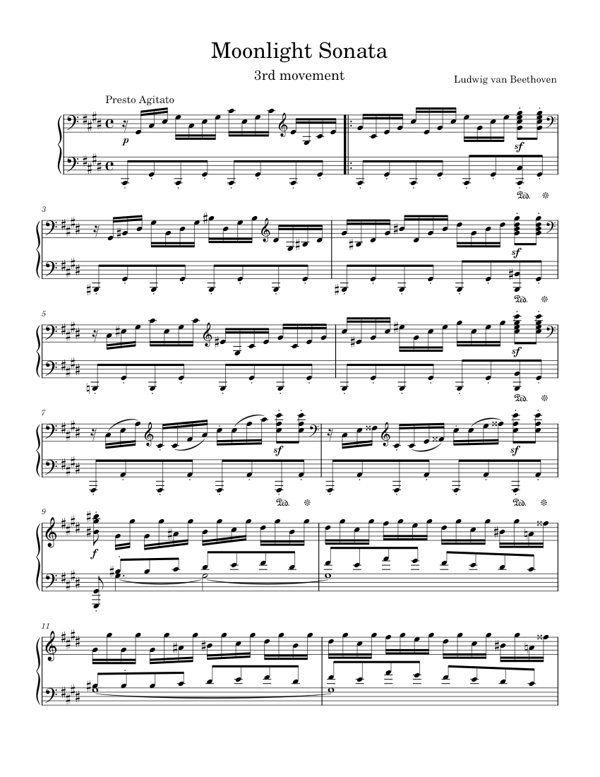 Moonlight Sonata – Ludwig van Beethoven Sheet music for Piano (Solo ...
