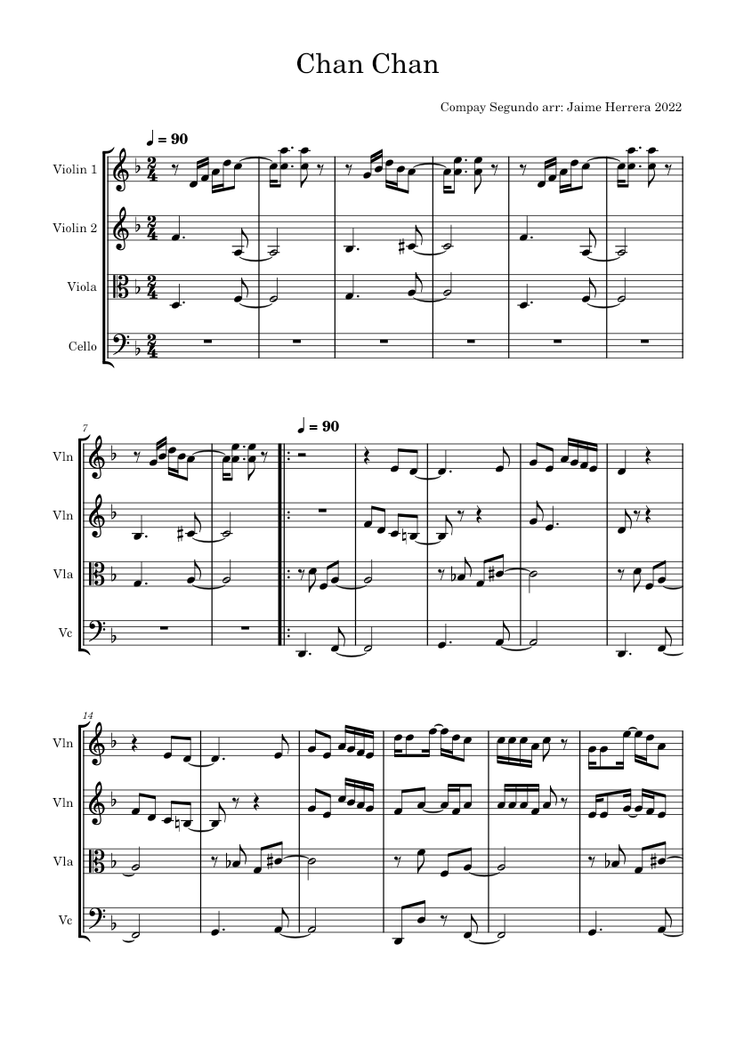 Chan chan – Buena Vista Social Club Sheet Music for Piano (String ...