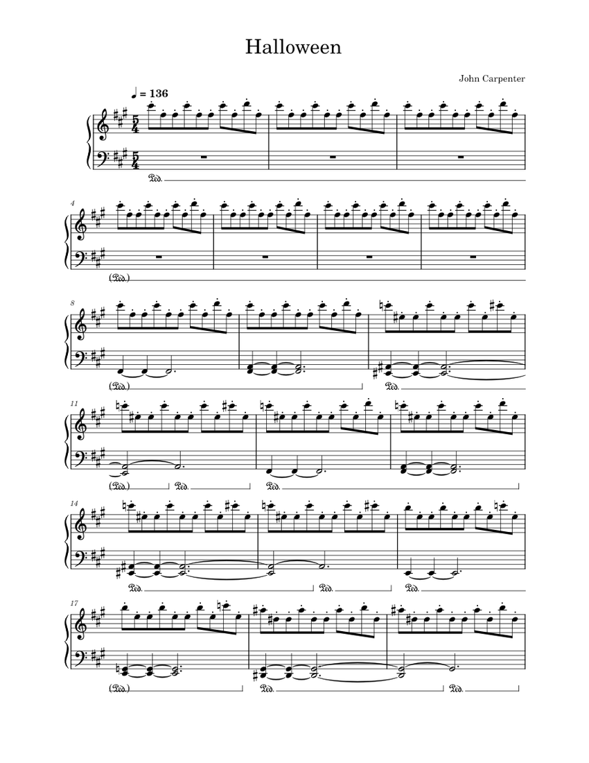 Halloween theme – John Carpenter - Halloween Sheet music for Piano ...