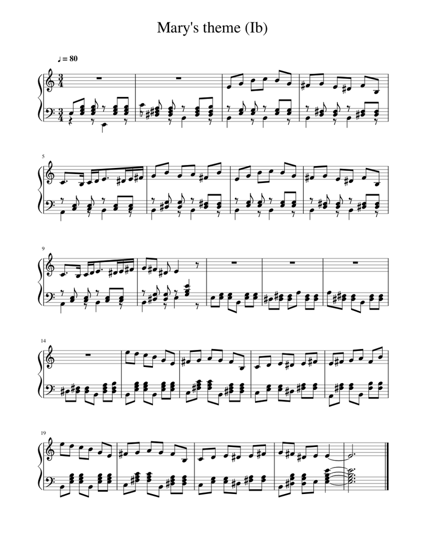 Mary's theme (Ib) Sheet music for Piano (Solo) | Musescore.com