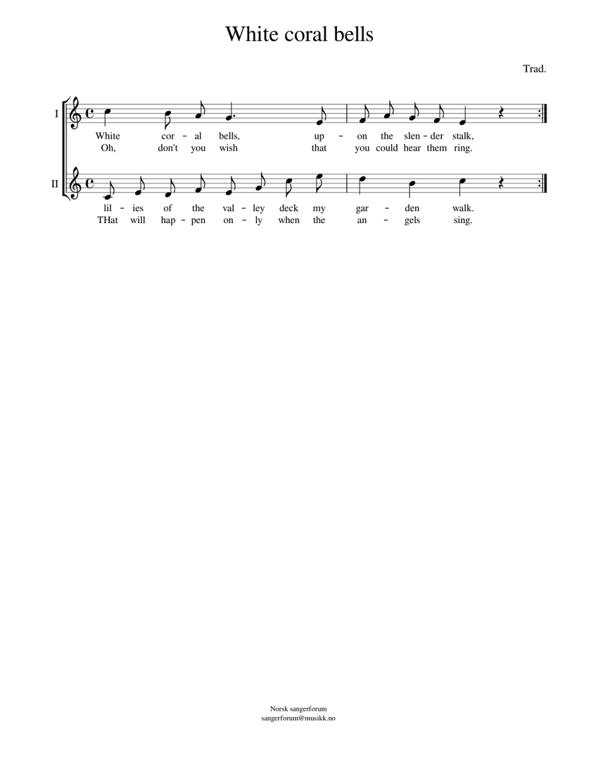White coral bells Sheet music for Vocals (Choral) | Musescore.com