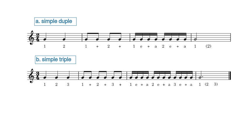 Simple duple meters have two beats per measure Sheet music for ...
