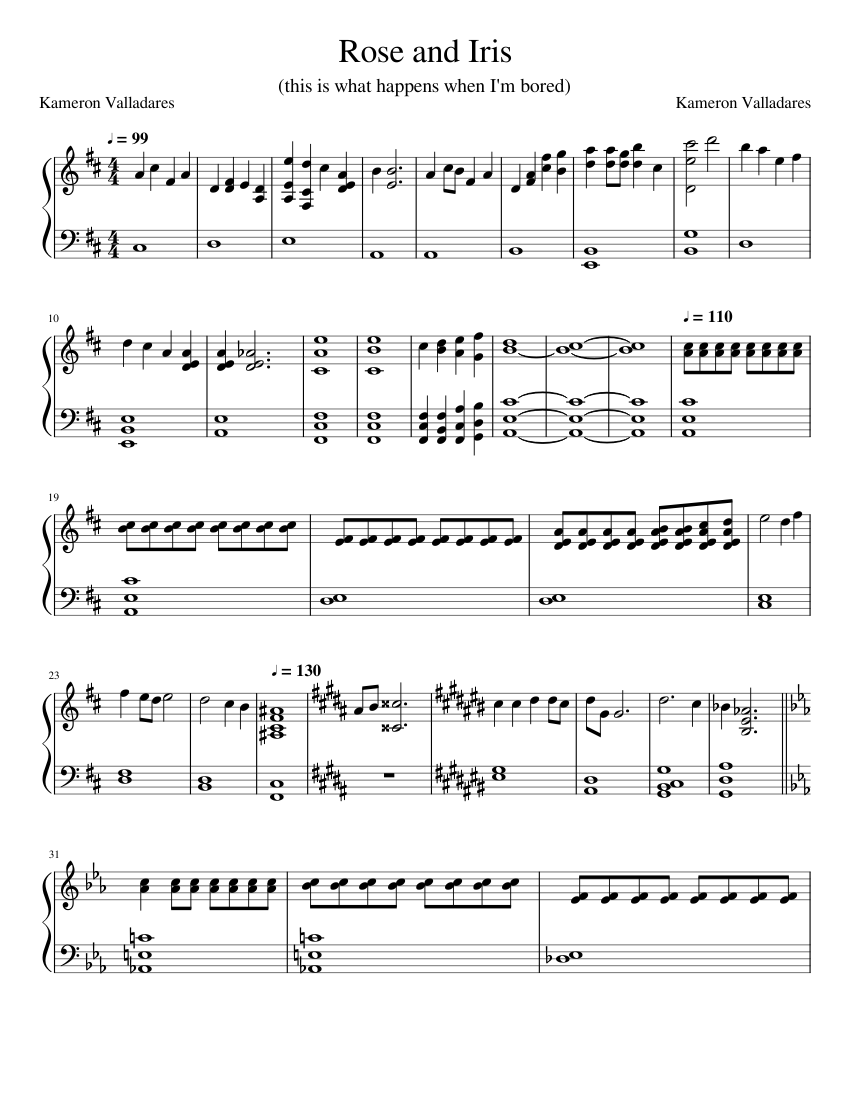 Rose and Iris Sheet music for Piano (Solo) | Musescore.com