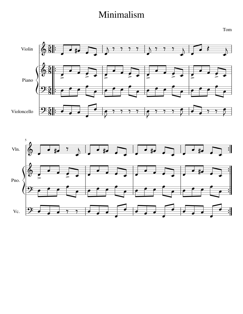 Minimalism Sheet music for Piano, Violin, Cello (Piano Trio ...
