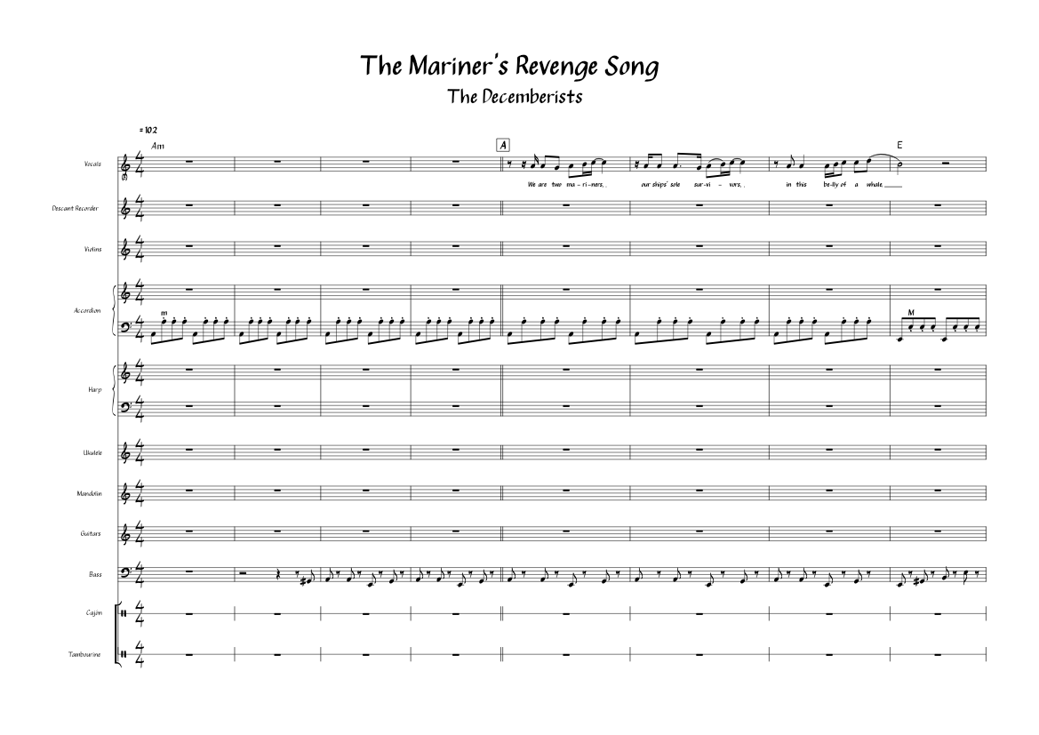The Mariner's Revenge Song (The Decemberists) - folk band Sheet Music ...