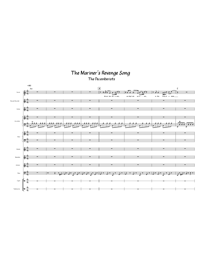 The Mariner's Revenge Song (The Decemberists) - folk band Sheet music ...