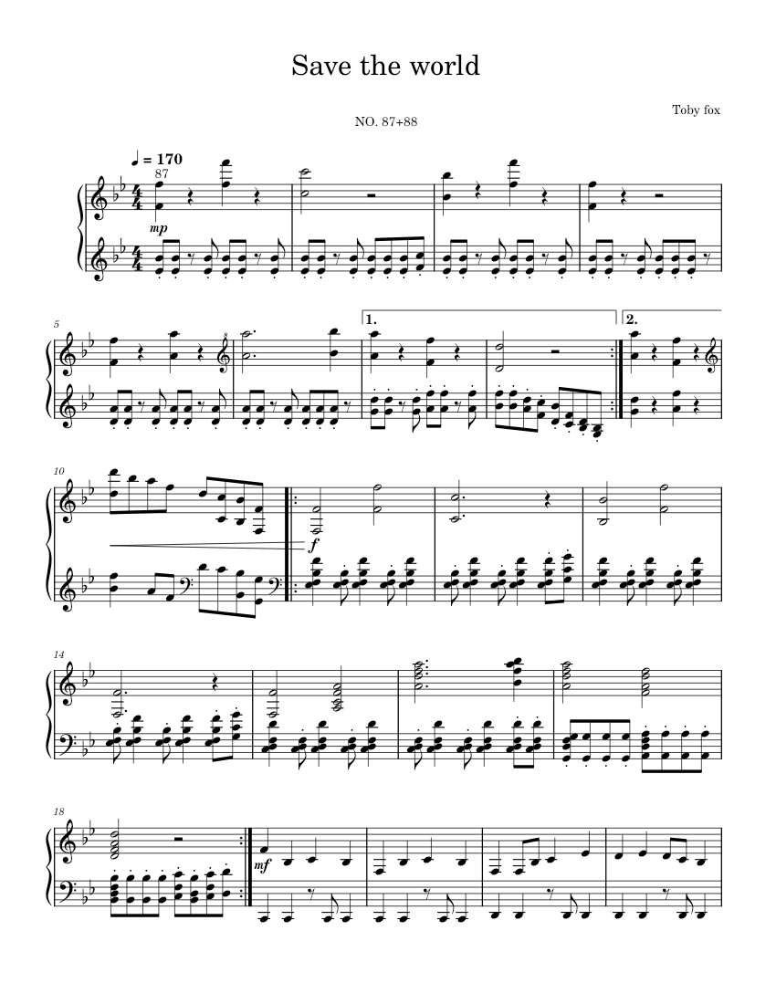 Save the World-Toby Fox Sheet music for Piano (Solo) | Musescore.com