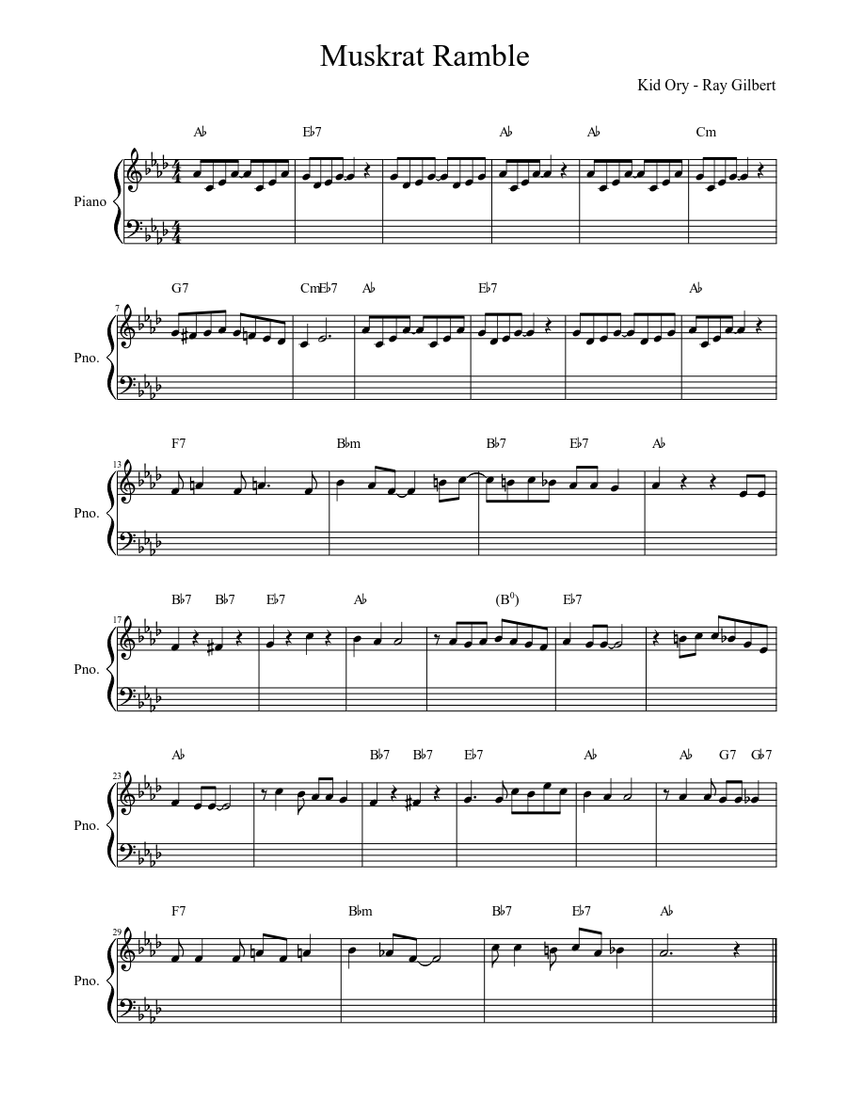 Muskrat Ramble Sheet music for Piano (Solo) | Musescore.com